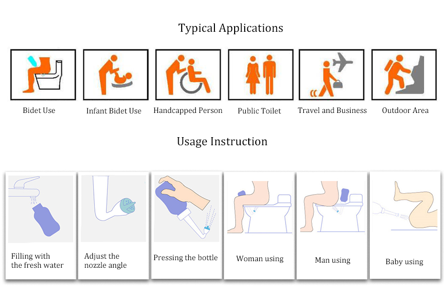 450ml Personal Portable Hygiene Bidet Spray Clean Wash Washer Bottle ...