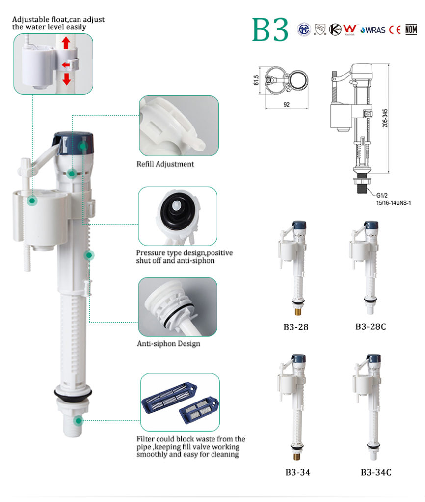 Anti-Syphon Toilet Dual Flush Valve For Ceramic Toilet OEM / ODM Available